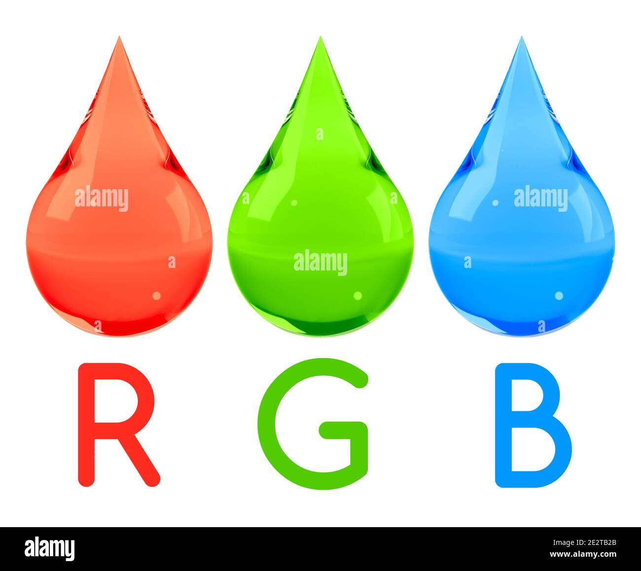RGB color scheme set. Red, green, blue drops set isolated on white ...