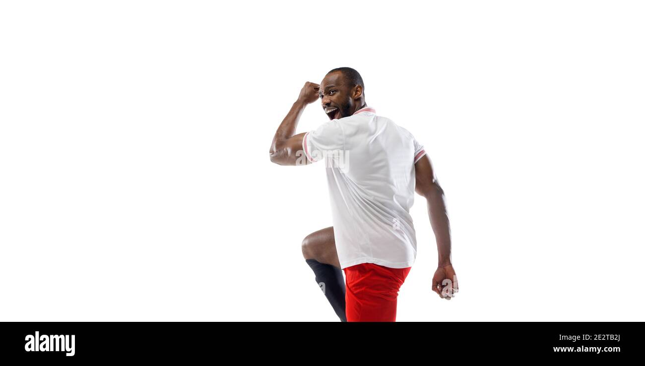 Running, screaming. Funny emotions of professional football, soccer ...