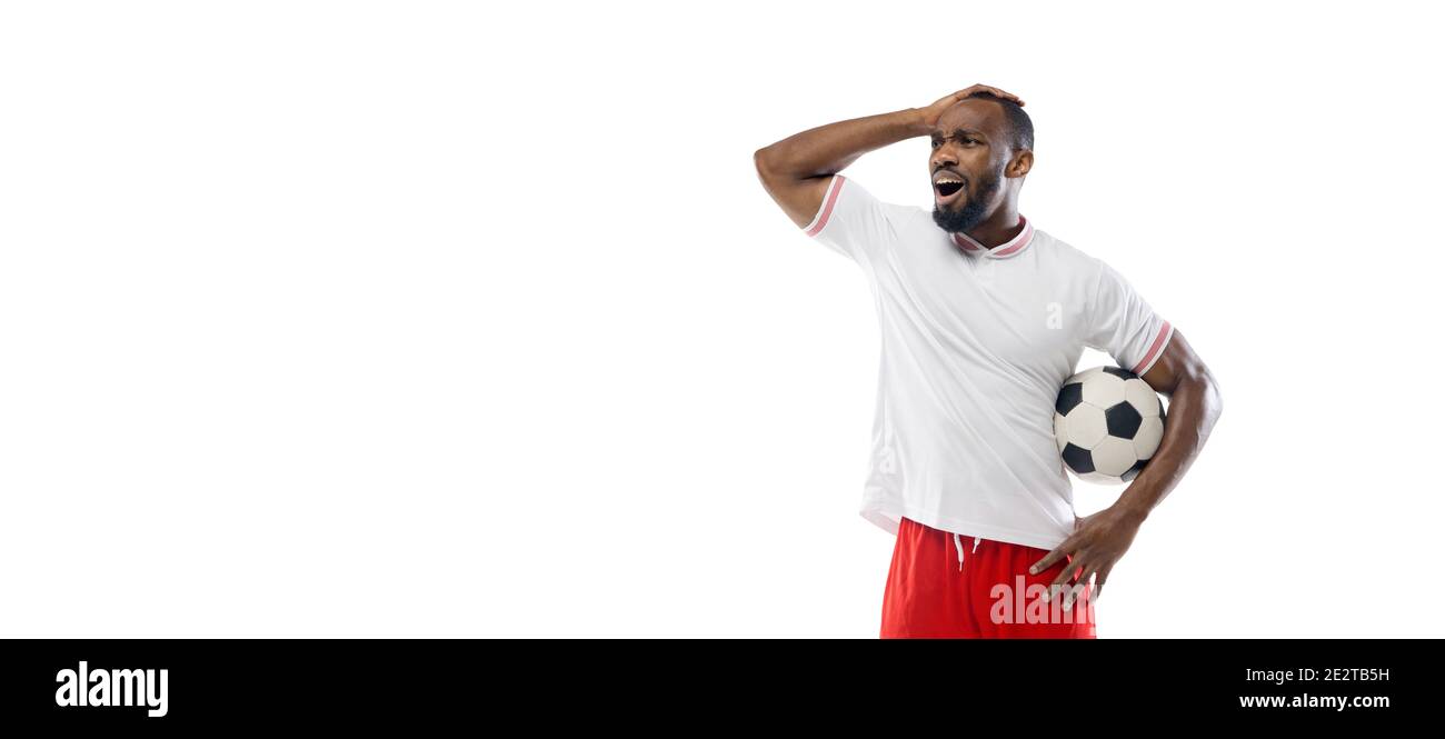 Highly upset. Funny emotions of professional football, soccer player ...
