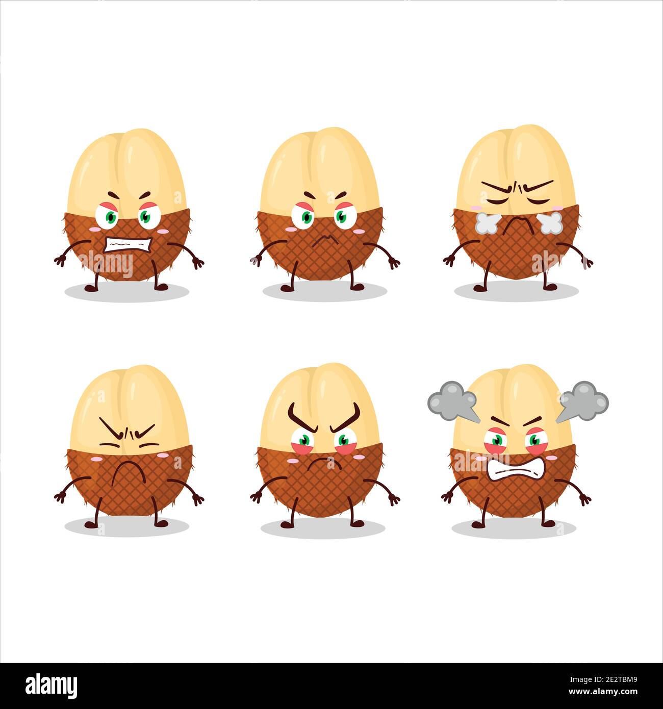 Slice of salak cartoon character with various angry expressions. Vector ...