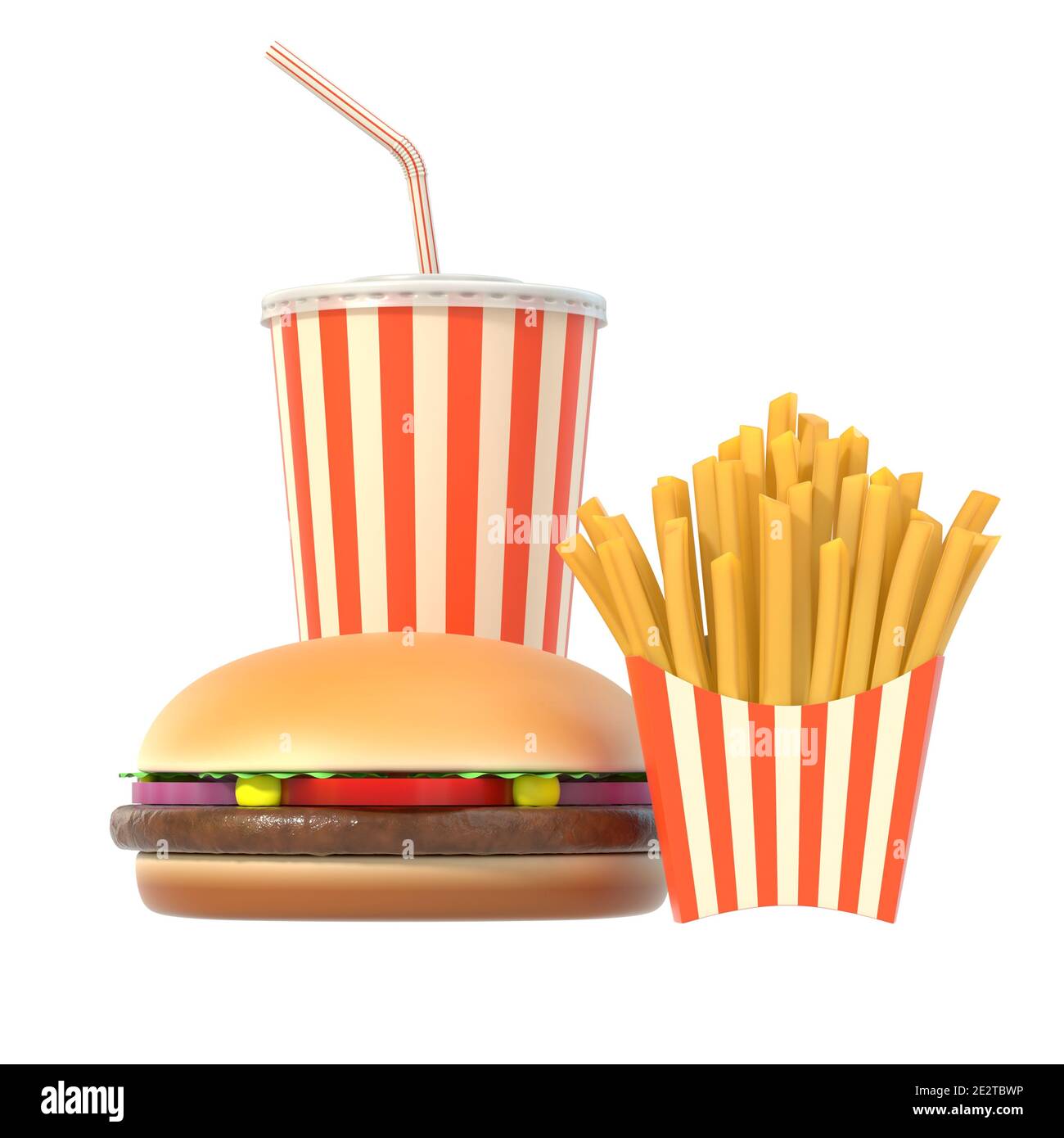 Hamburger, french fries and cola fast food meal Stock Photo - Alamy