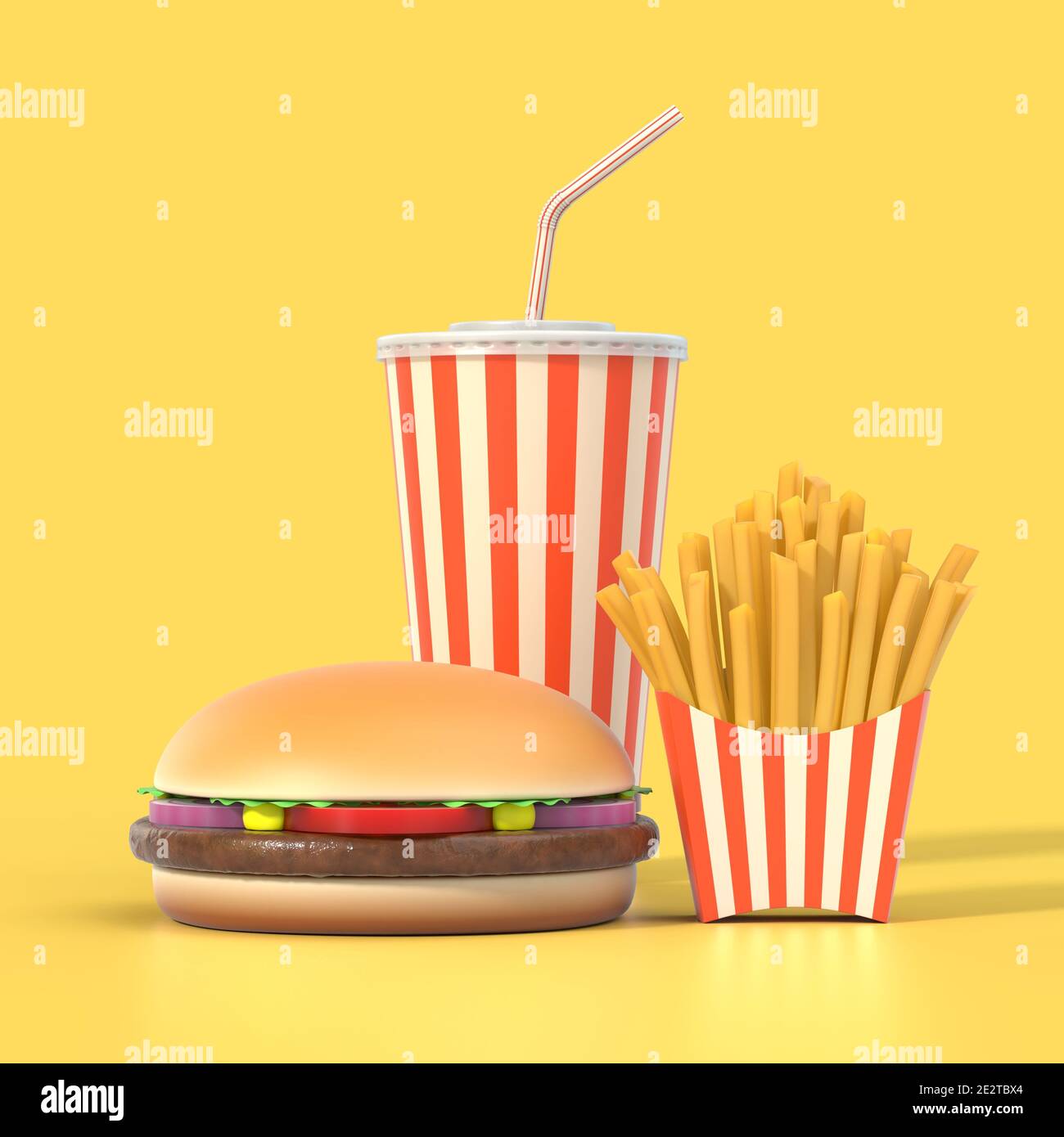 Hamburger, french fries and cola fast food meal Stock Photo - Alamy