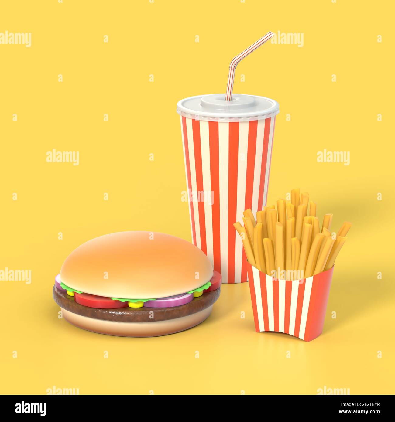 Hamburger, french fries and cola fast food meal Stock Photo - Alamy