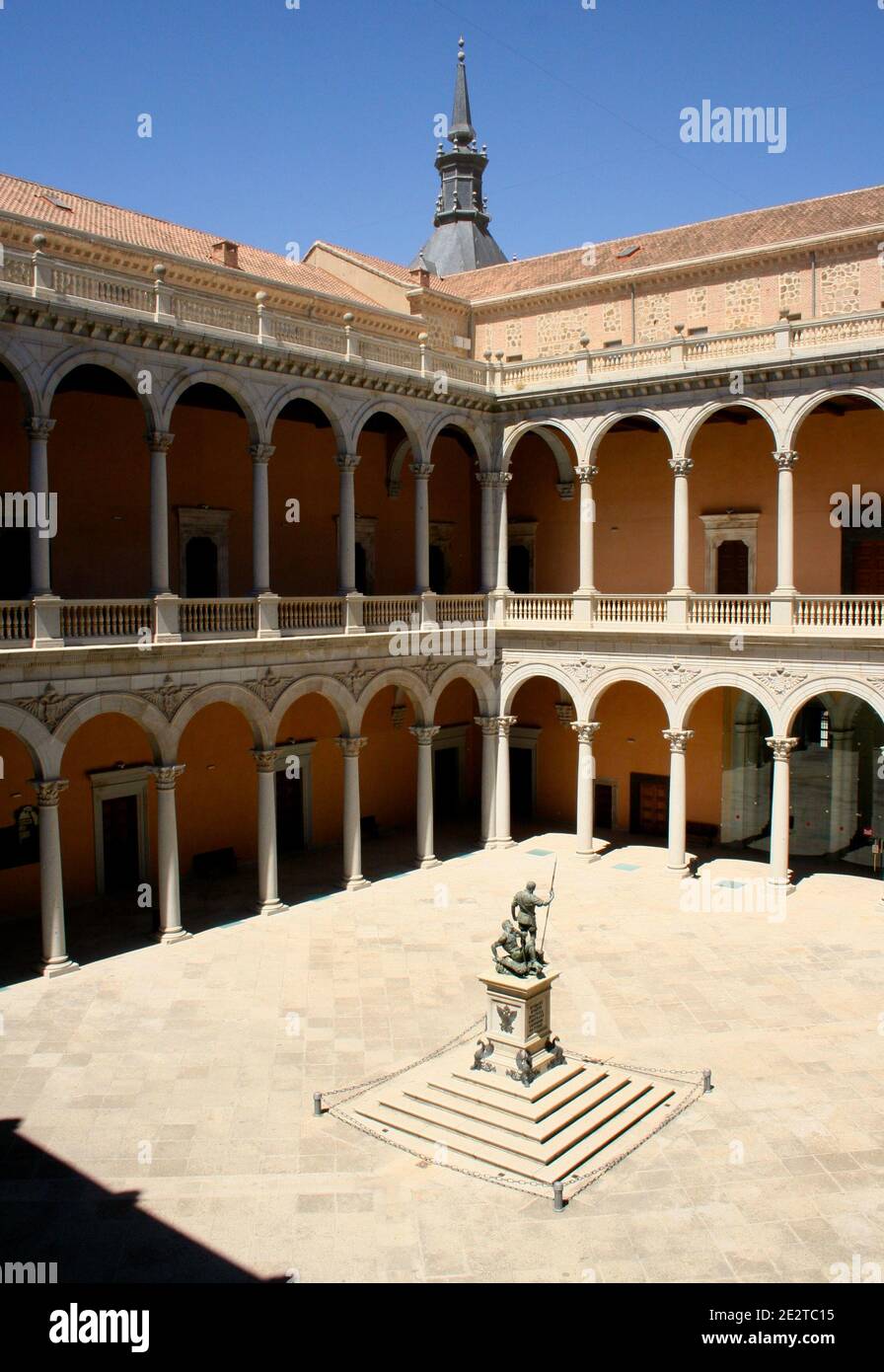 Courtyard in the Museum of the Army Toledo Spain on a hot summer day ...