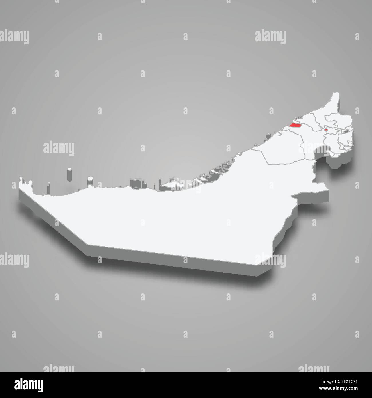 Ajman emirate location within United Arab Emirates 3d isometric map ...