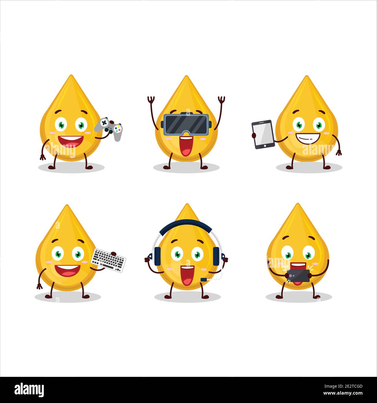 Oil cartoon character are playing games with various cute emoticons ...