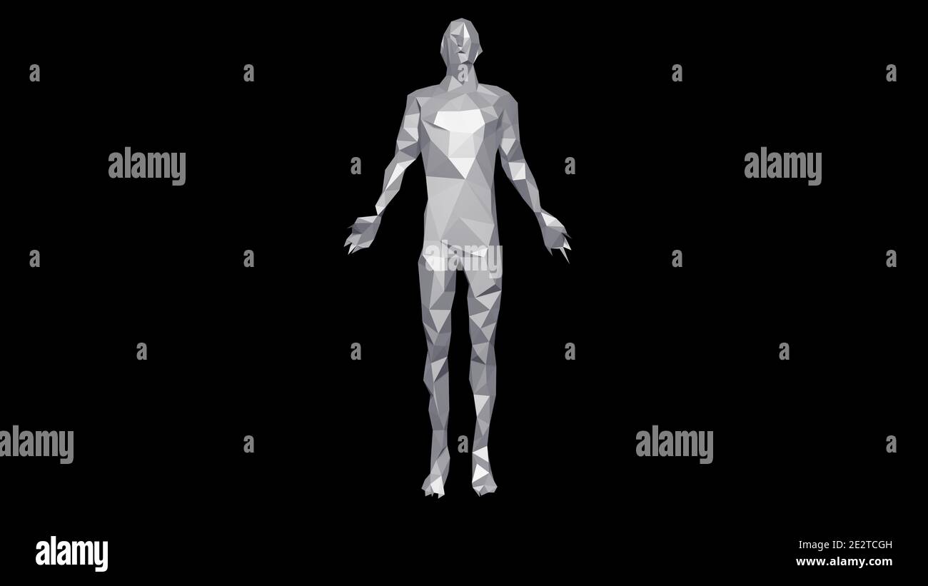 3d male model medium resolution solid surface object . Polygonal man ...