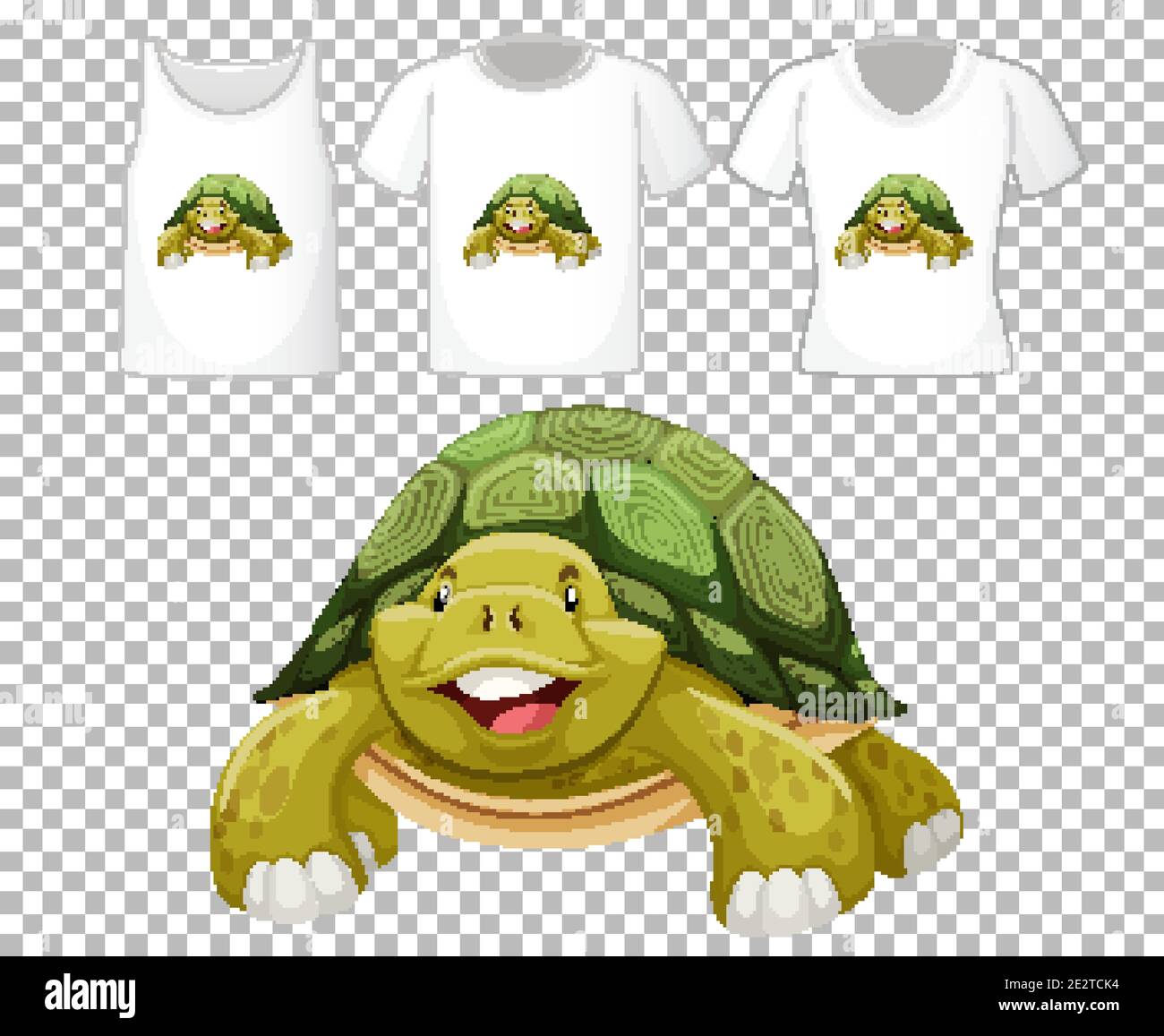 Set of different shirts with turtle cartoon character isolated on ...