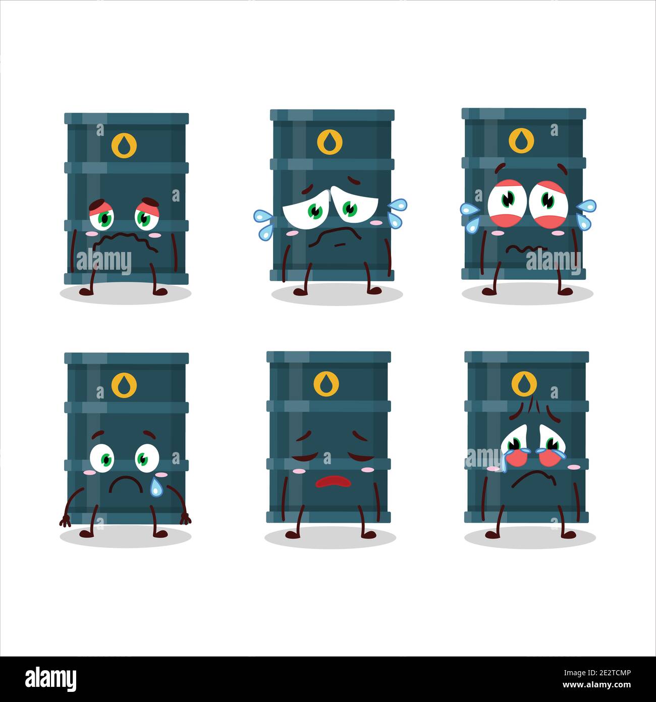 Oil drum cartoon character with sad expression. Vector illustration ...