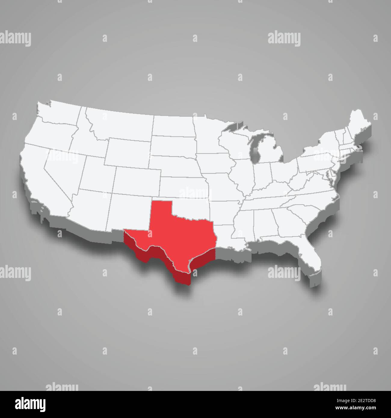 Texas state location within United States 3d isometric map Stock Vector ...