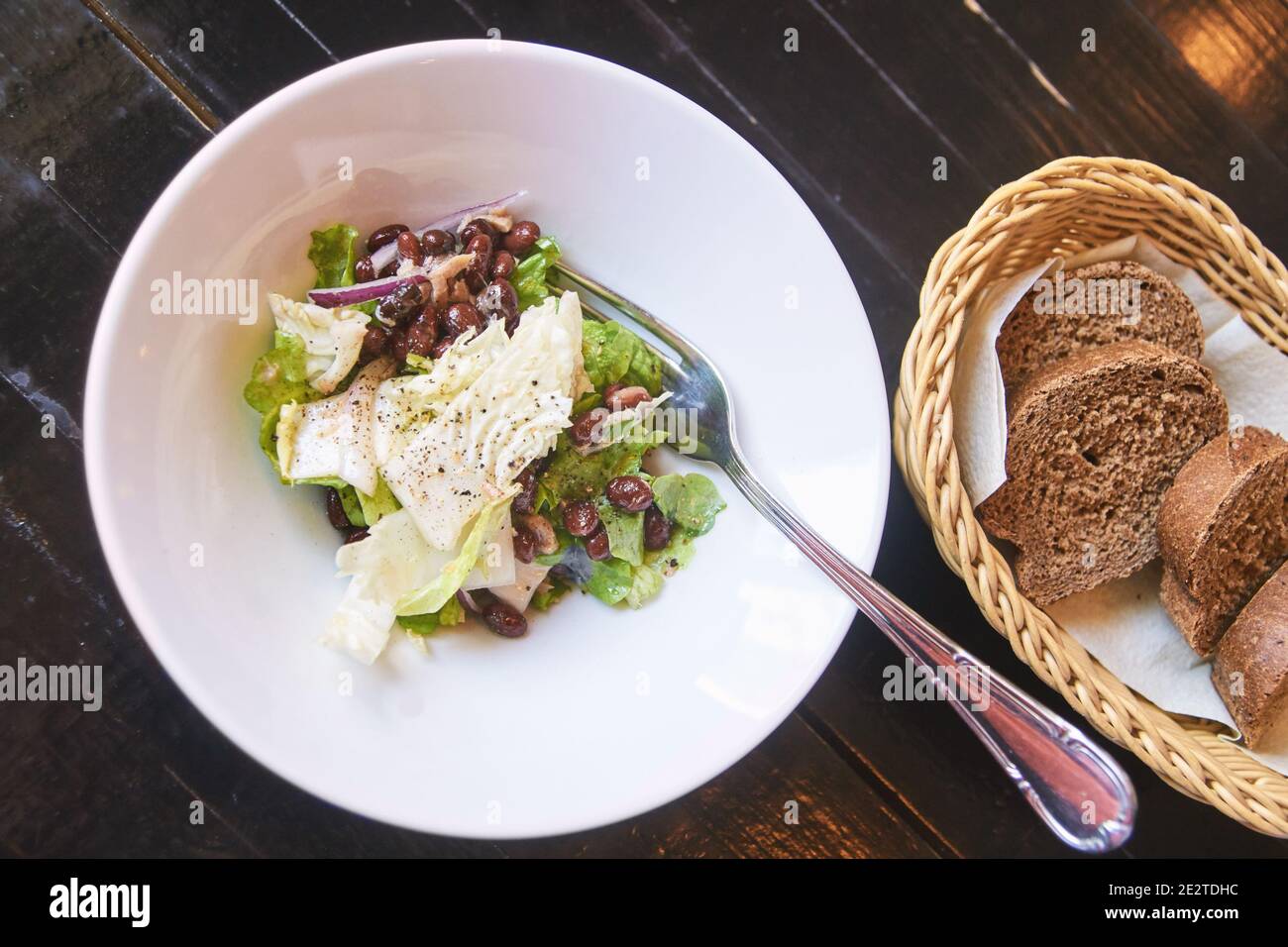 Kidney beans health salad. Dark table. Cafe menu Stock Photo - Alamy