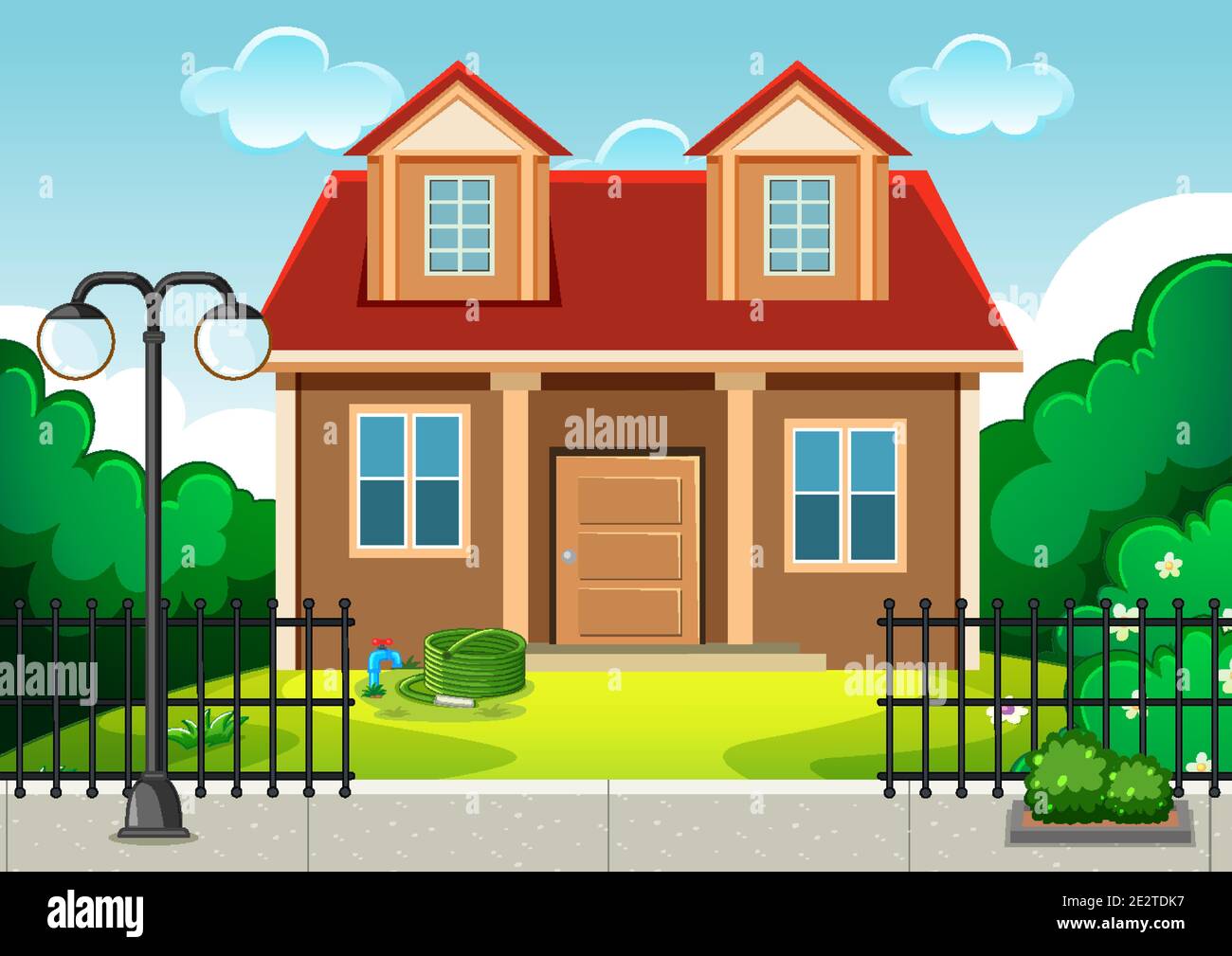 Empty scene with home building in nature illustration Stock Vector ...