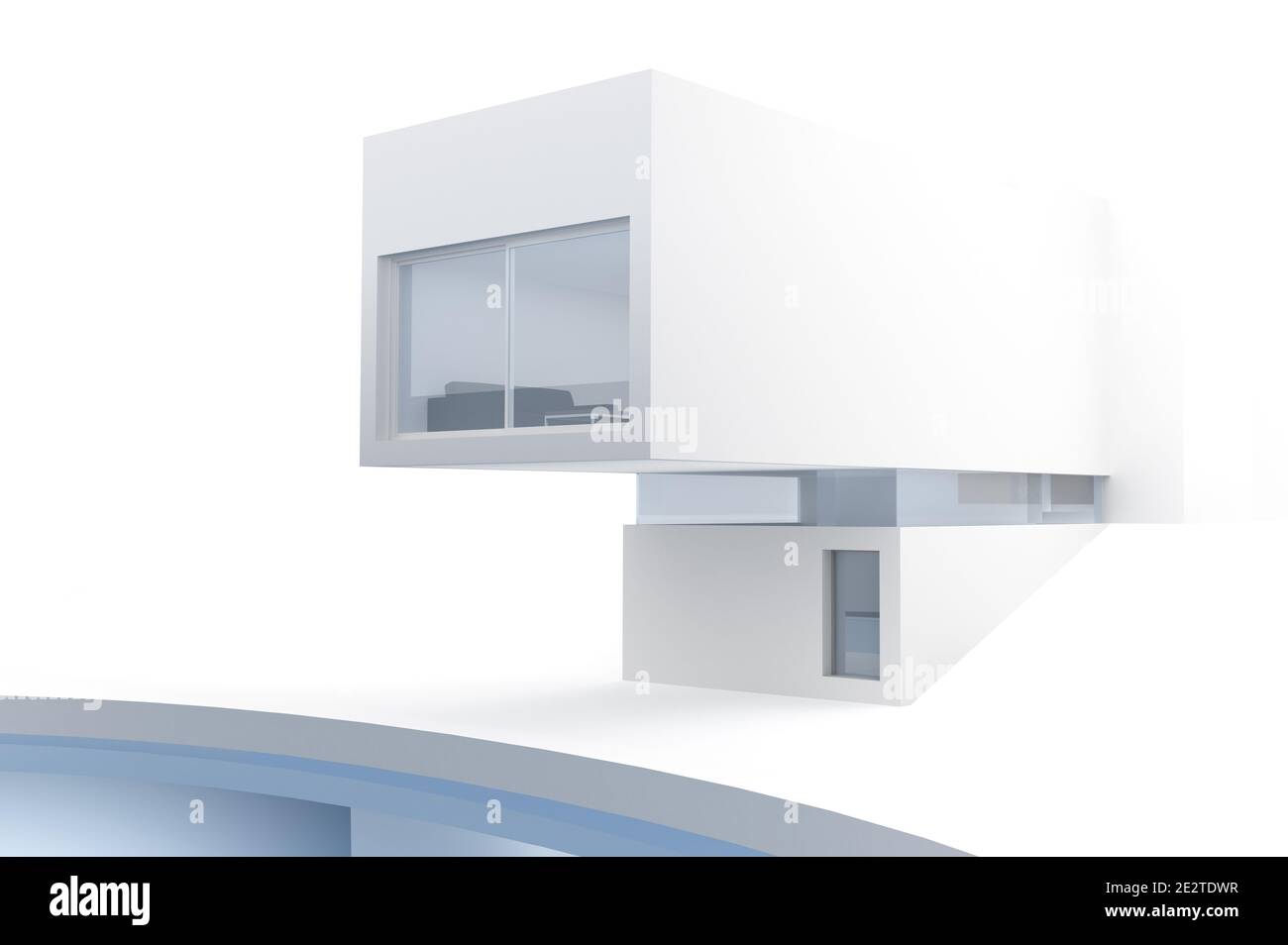 protruding part of a modern building in white. 3d rendering Stock Photo ...