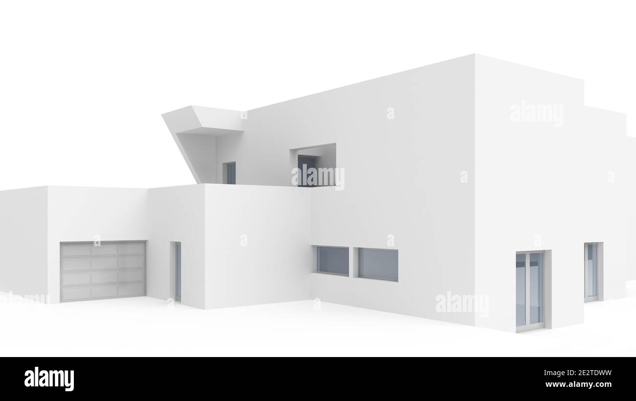 modern minimalistic white building exterior. 3d rendering Stock Photo ...
