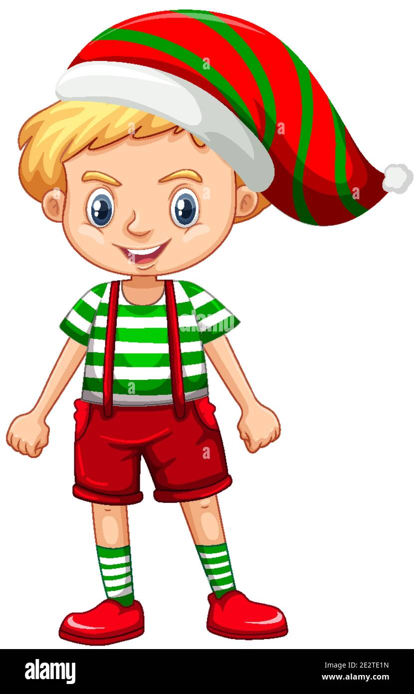 Cute boy in christmas costume cartoon character illustration Stock ...