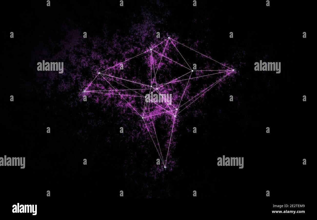 abstract space star sign connected stars at night sky 3d render ...