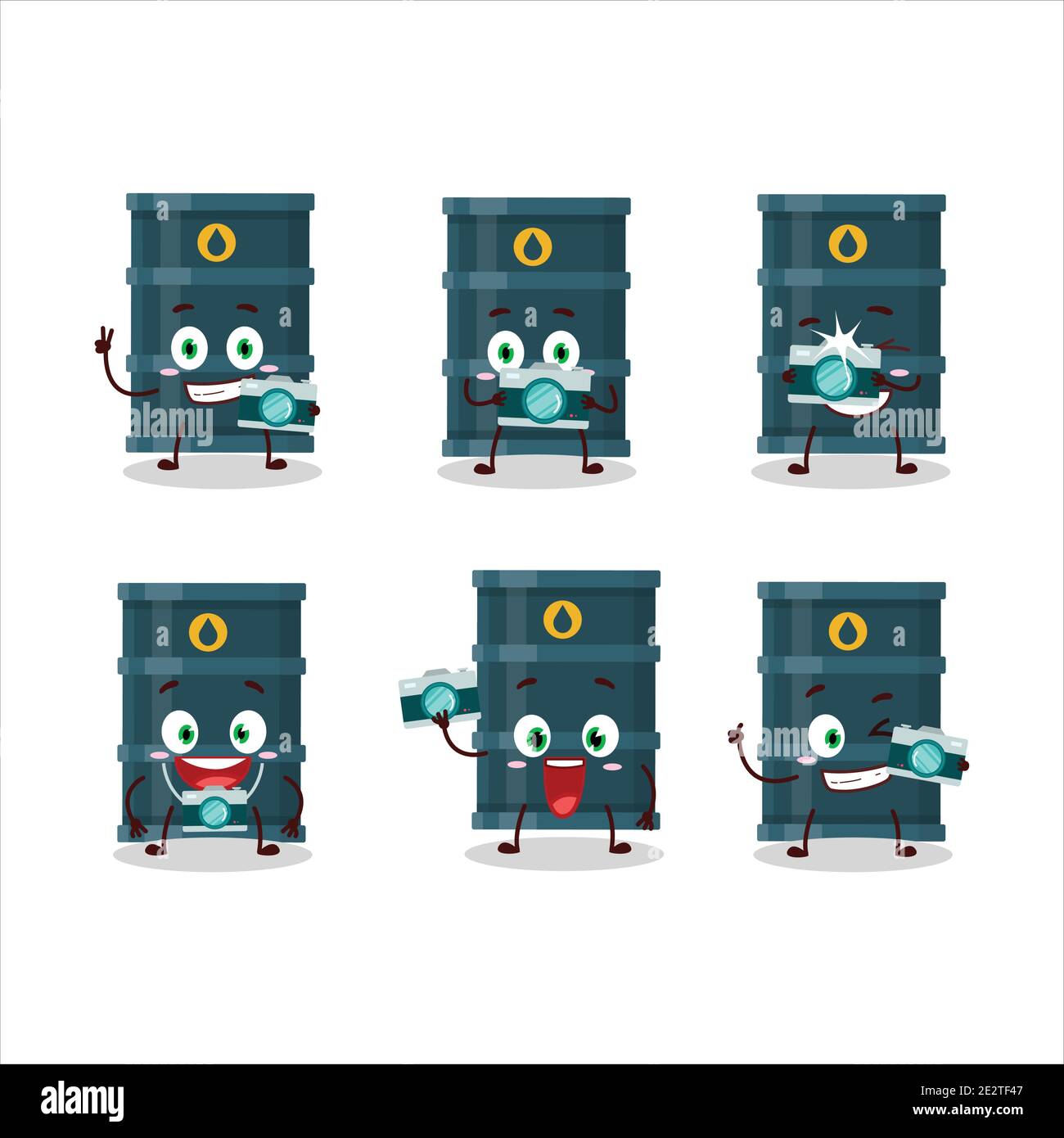 Photographer profession emoticon with oil drum cartoon character ...