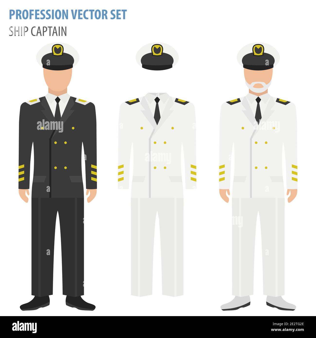 Profession and occupation set. Ship captain suit and equipment. Uniform ...