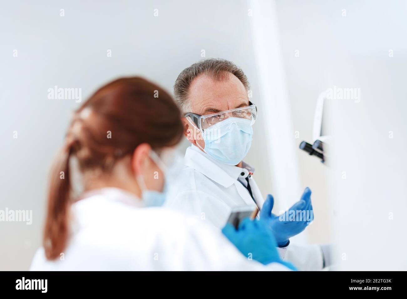 close up. biologists work in a medical laboratory Stock Photo - Alamy