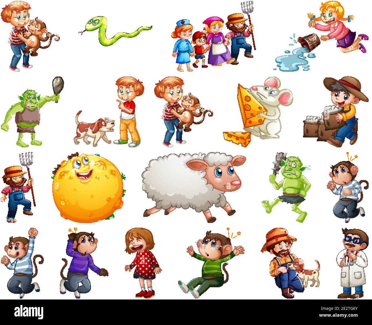 Set of different nursery rhyme character isolated on white background ...