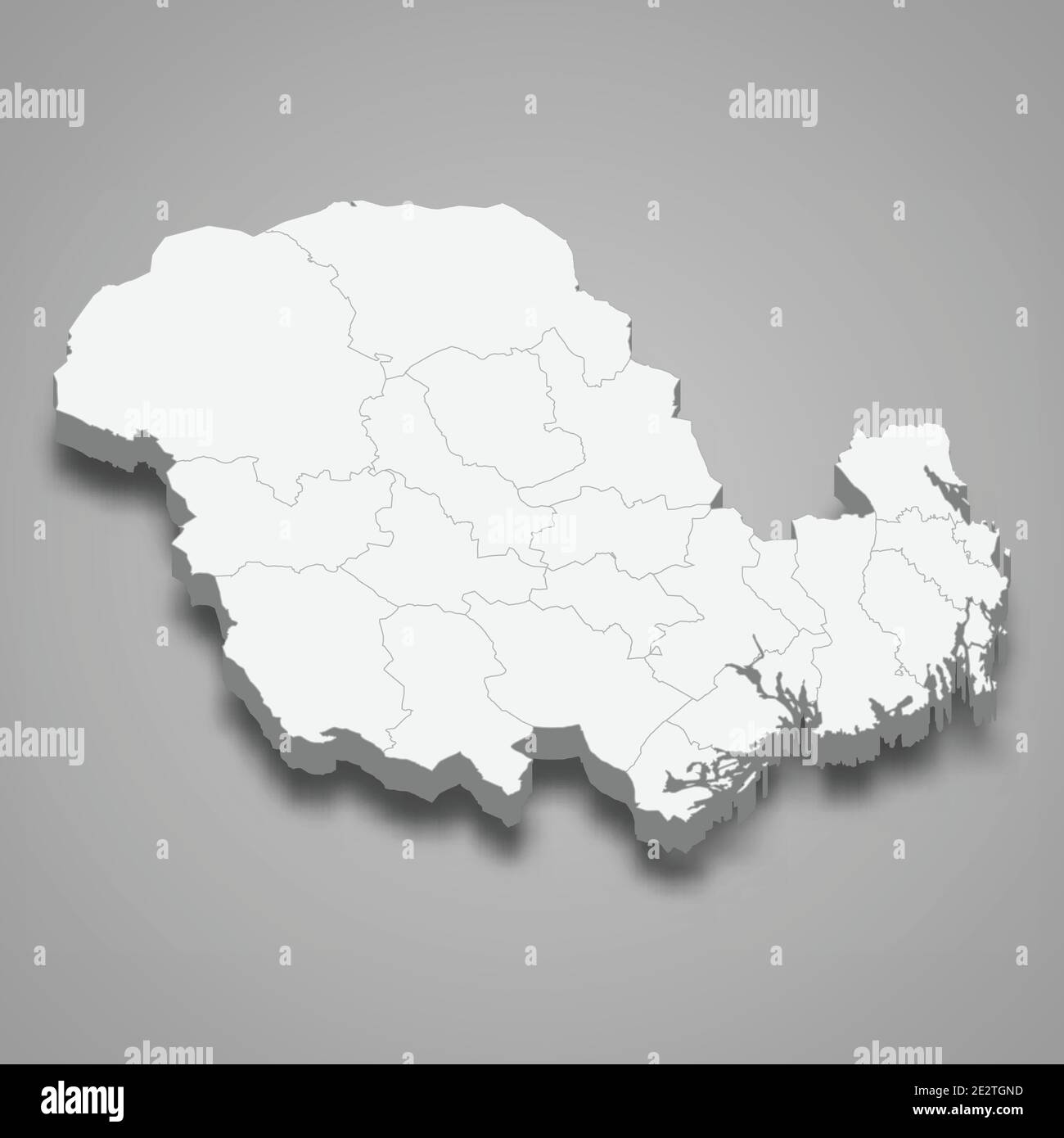 3d isometric map of Vestfold og Telemark is a county of Norway, vector ...