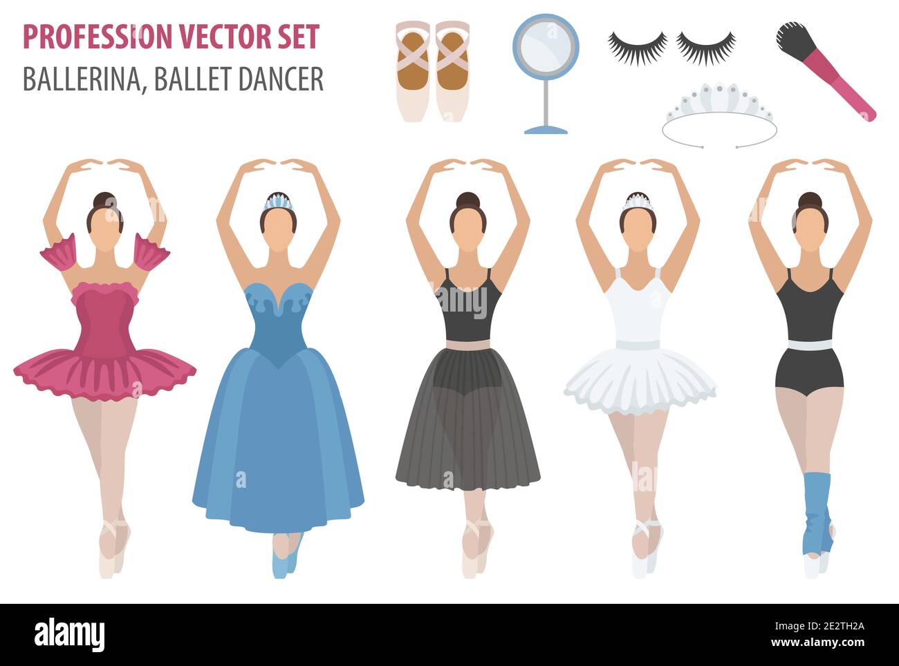 Profession and occupation set. Ballerina equipment flat design icon ...