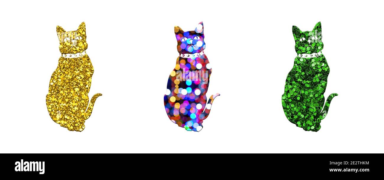 Three cats with different patterns isolated on a white background Stock ...