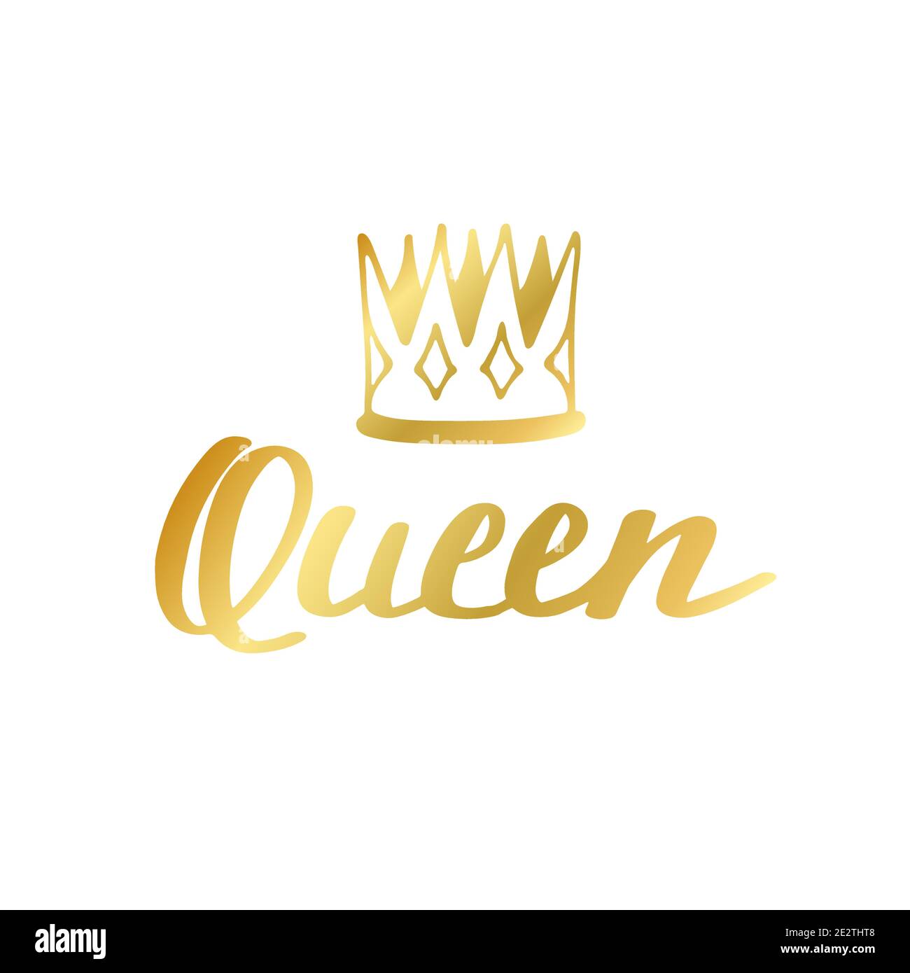 Queen print in simple hand drawn doodle style. Trendy inscription ...