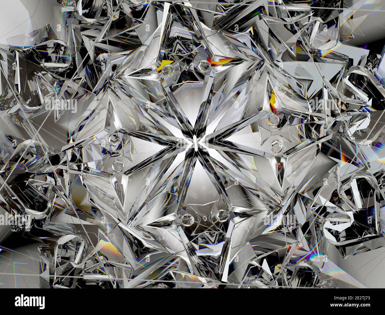 diamond structure star shape and kaleidoscope background. top view of ...
