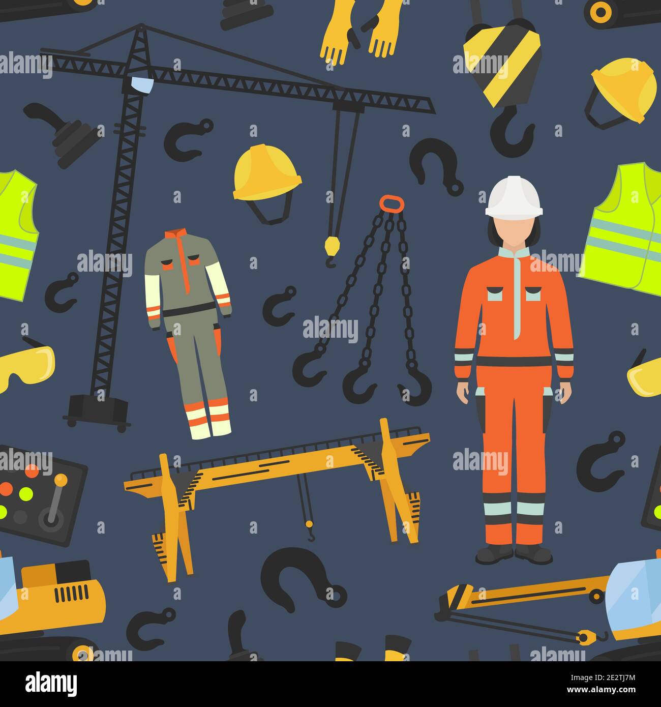 Profession and occupation set. Crane operator tools and equipment ...