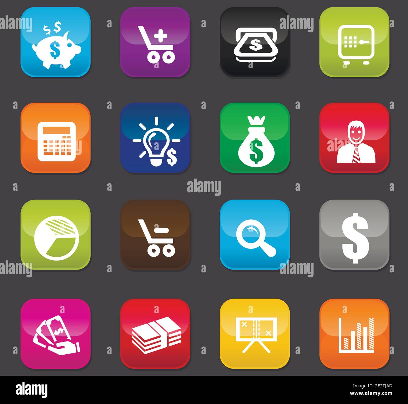 Business vector icons for user interface design. Colored buttons on a ...