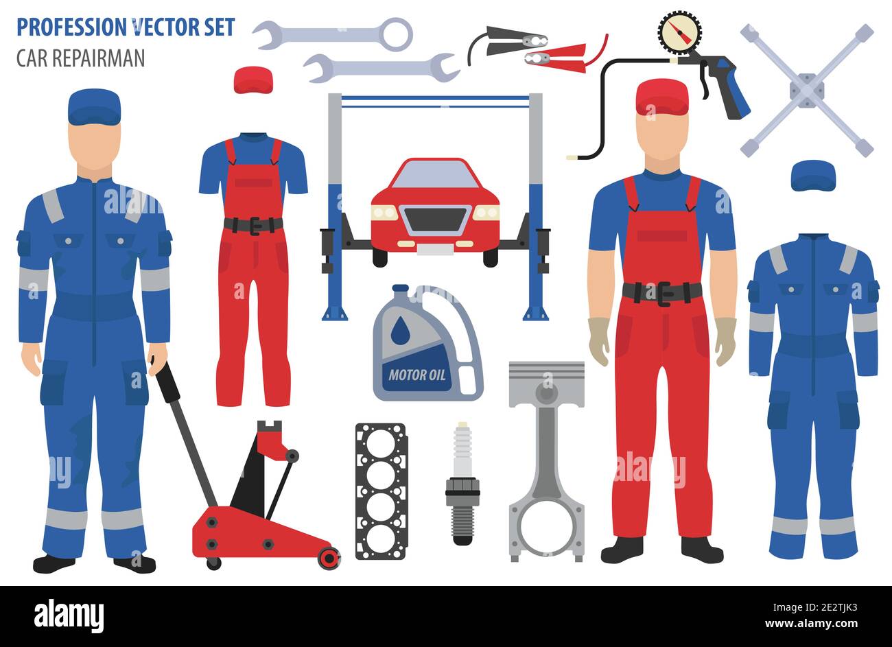 Profession and occupation set.Car repairman`s equipment, car repair ...