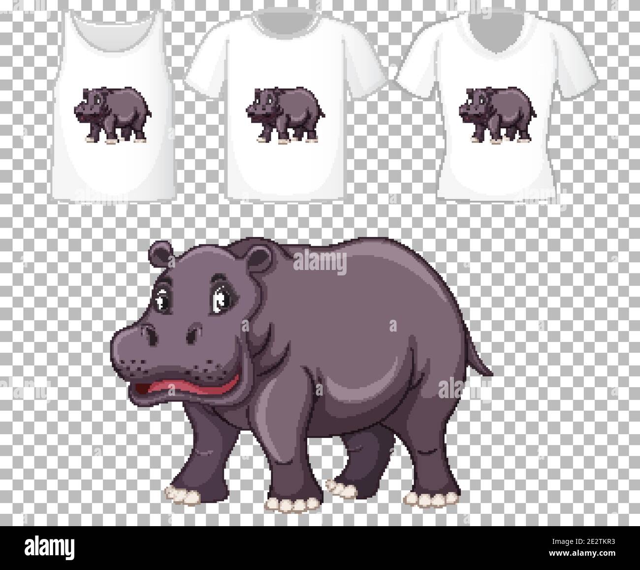 Set of different shirts with animal cartoon character isolated on ...