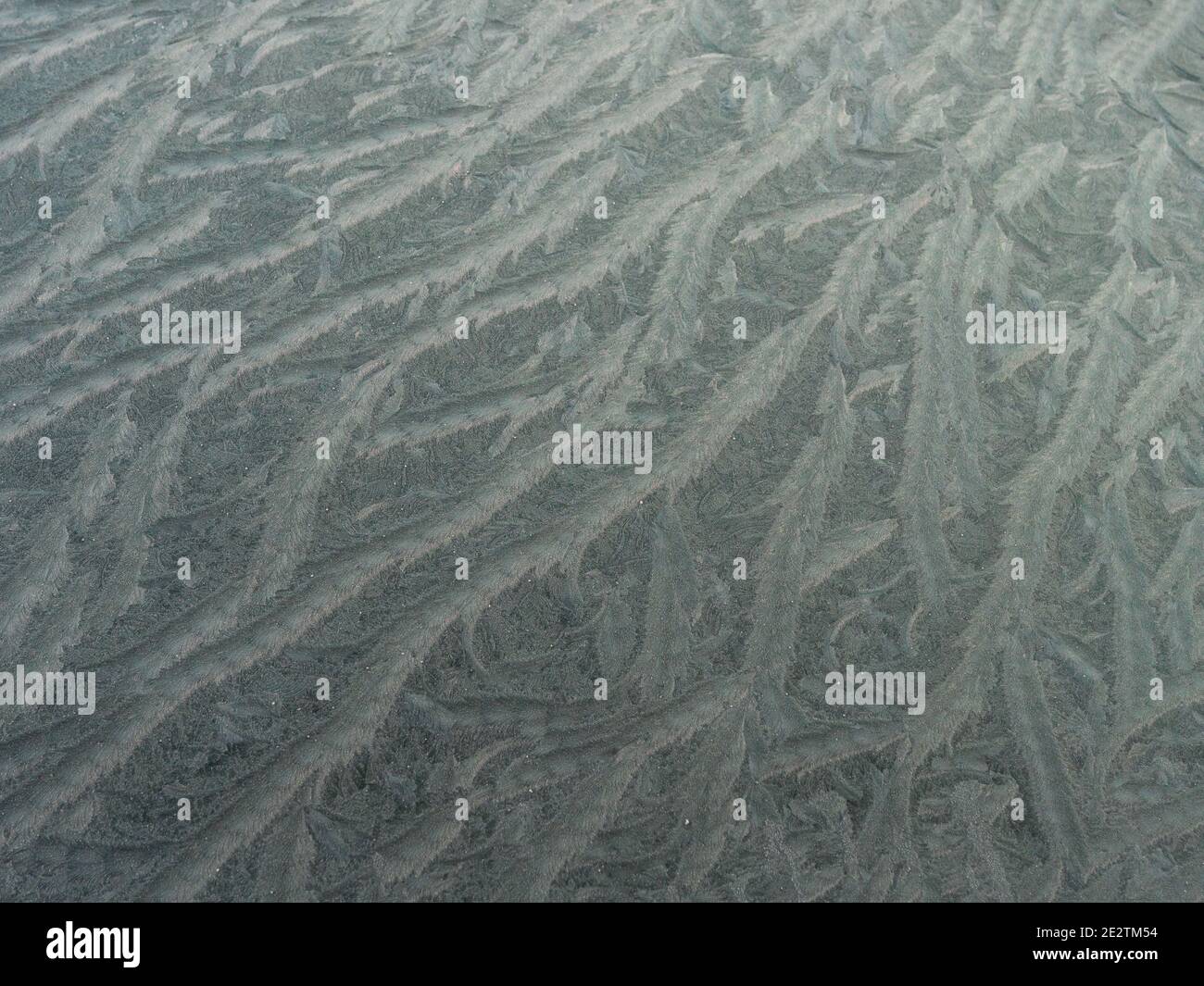 Frost marks and patterns seen in winter on a cold and frosty morning ...
