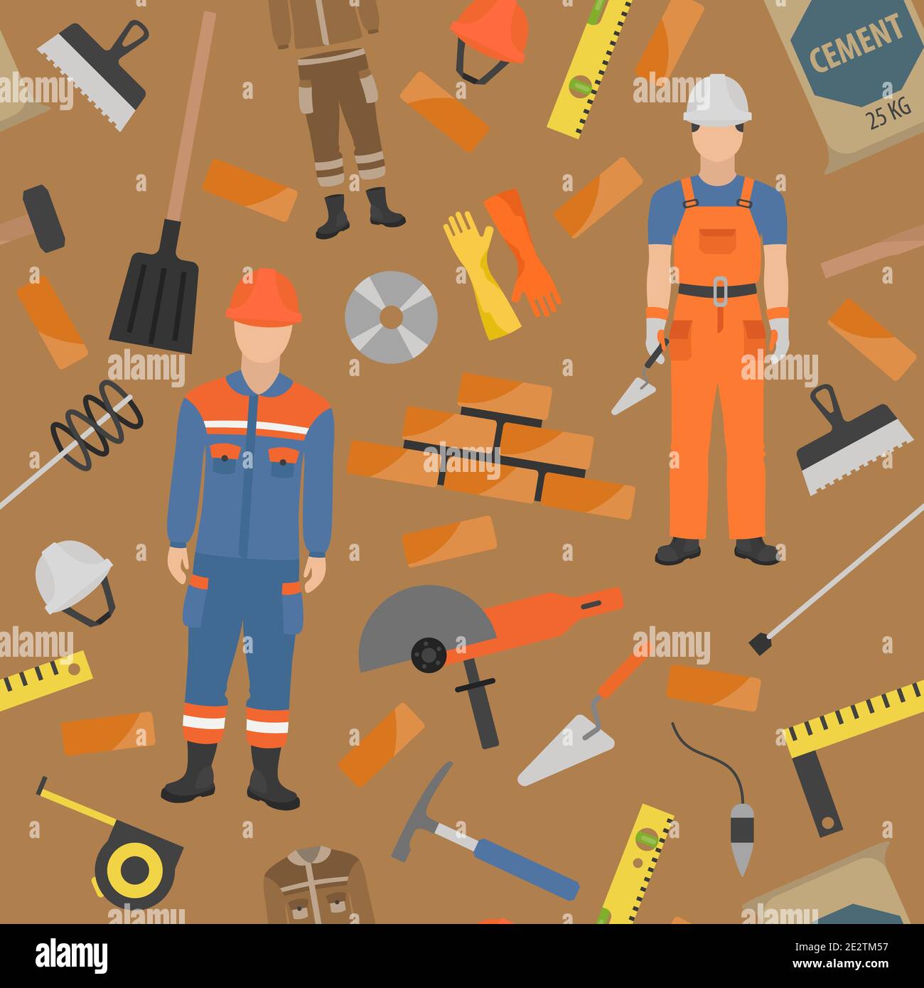 Profession and occupation set. Bricklayer, brick mason tools and ...