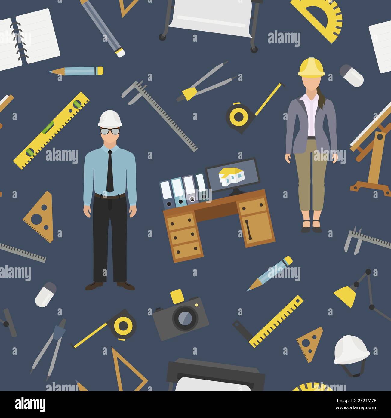 Profession and occupation set. Architect tools workplace equipment ...