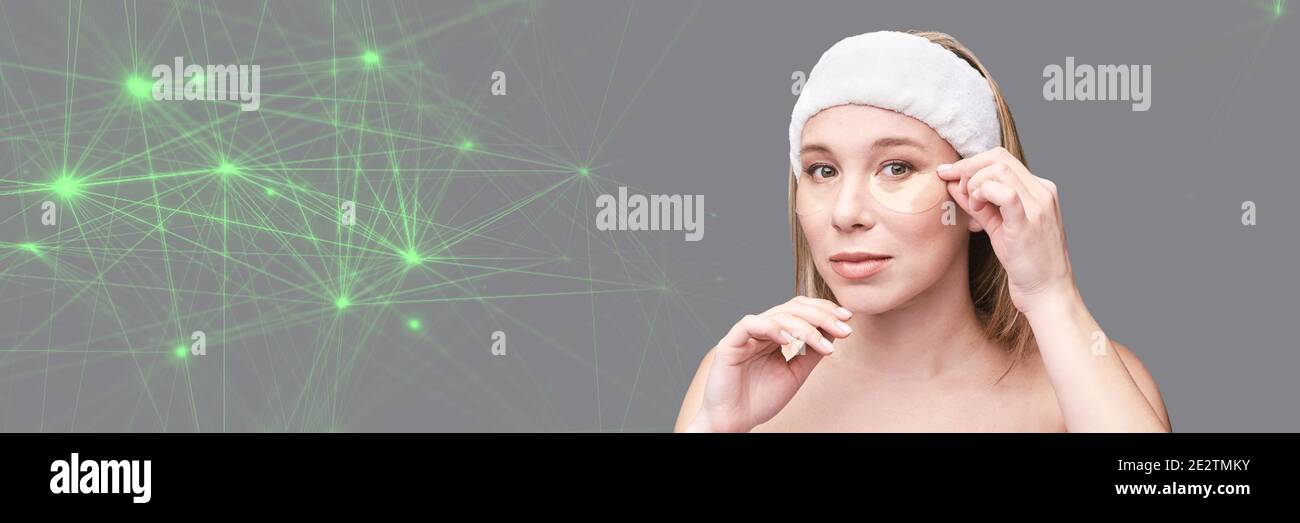 Eye patch procedure. Facial treatment. Dermatology spa. Detox therapy ...