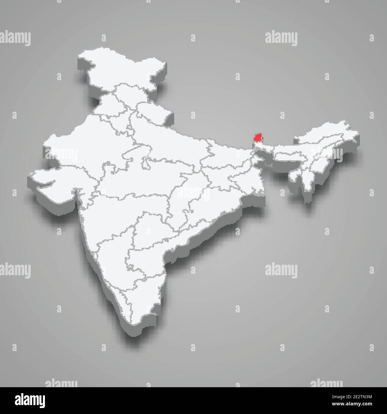 Sikkim state location within India 3d isometric map Stock Vector Image ...