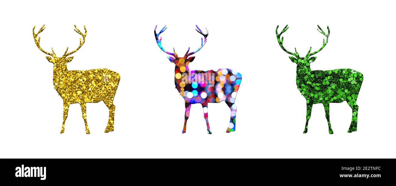 Three reindeer with different patterns isolated on a white background ...