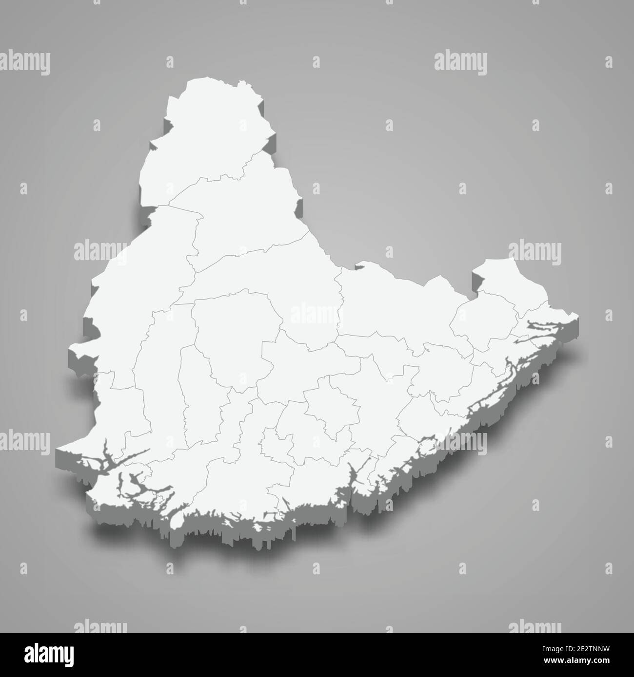 3d isometric map of Agder is a county of Norway, vector illustration ...
