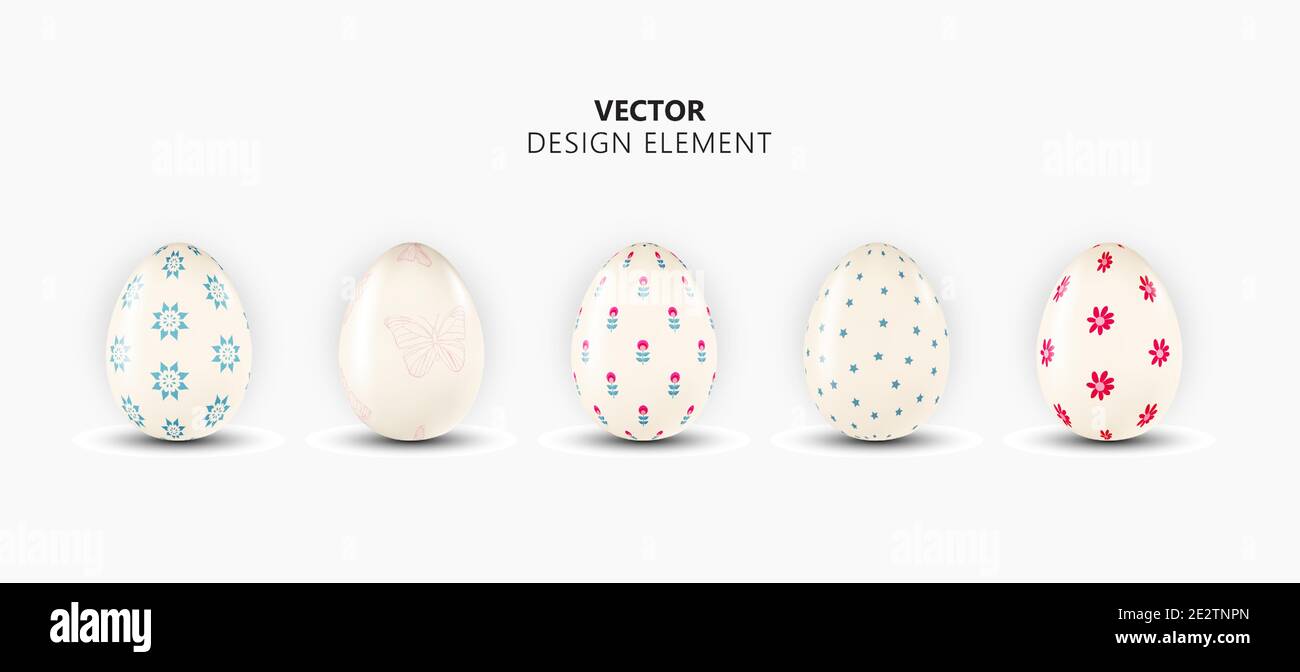 Realistic 3d Easter Egg Design Element Collection Set on Light ...