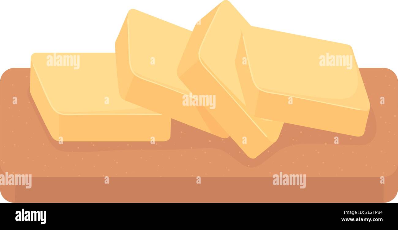 butter slices on cutting board, milk dairy product cartoon icon vector ...