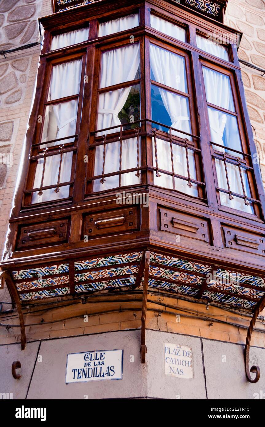 Architectural corner window in Tolelo, Spain Stock Photo - Alamy