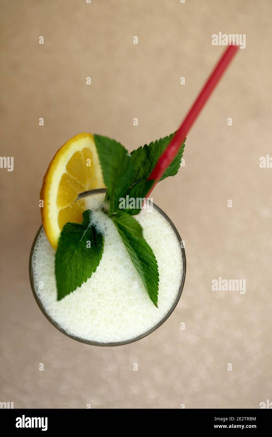 Top view of the milk shake in cafe Stock Photo - Alamy