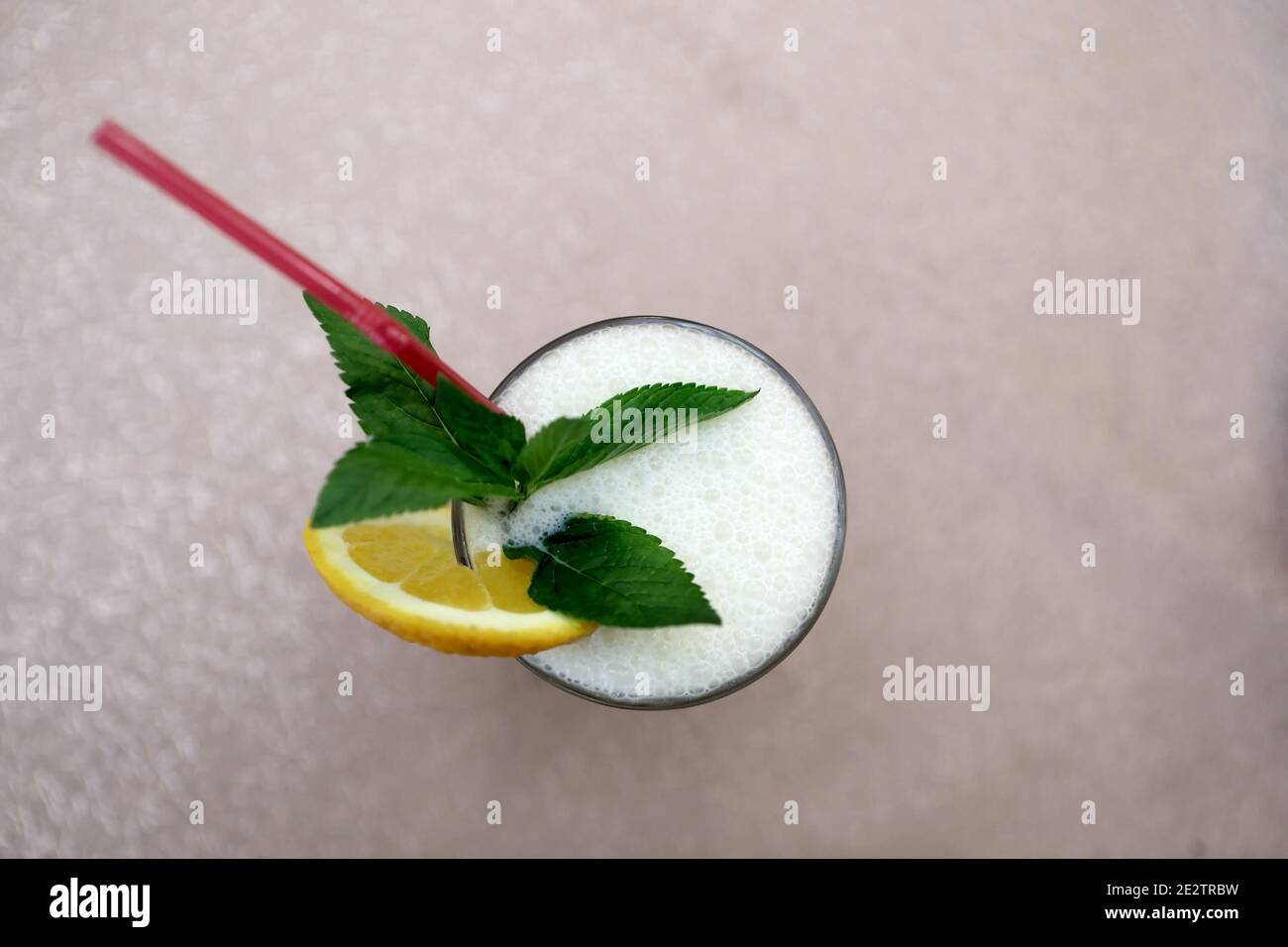 Top view of the milkshake in cafe Stock Photo - Alamy