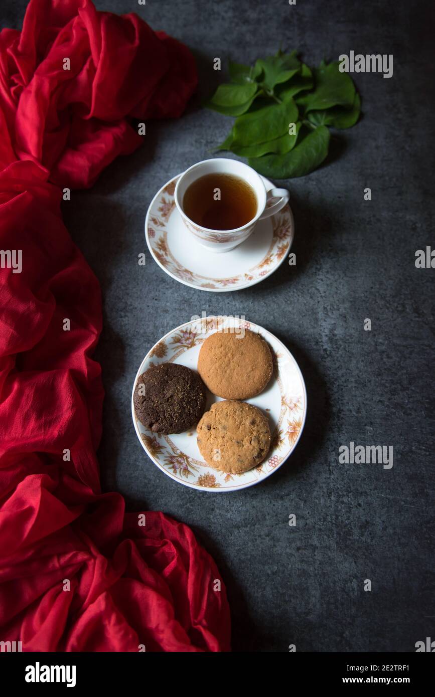 Top view of Tea and cookies Stock Photo - Alamy