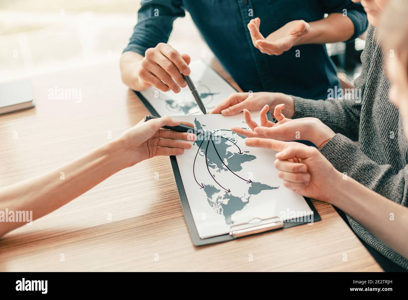 close up. a group of employees working on a new commercial project ...