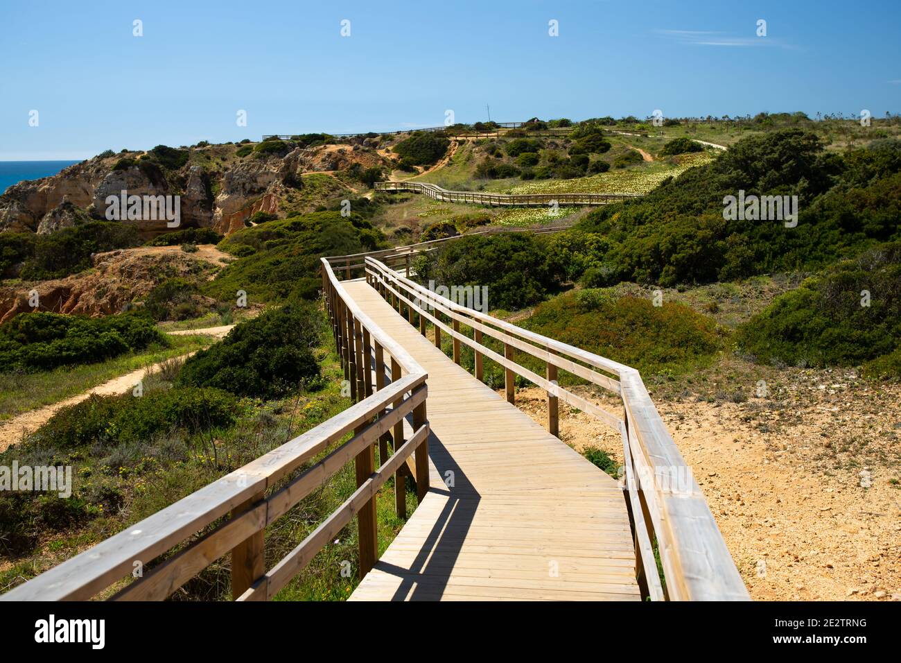 Wooden boardwalk in Lagos, Portugal Stock Photo - Alamy