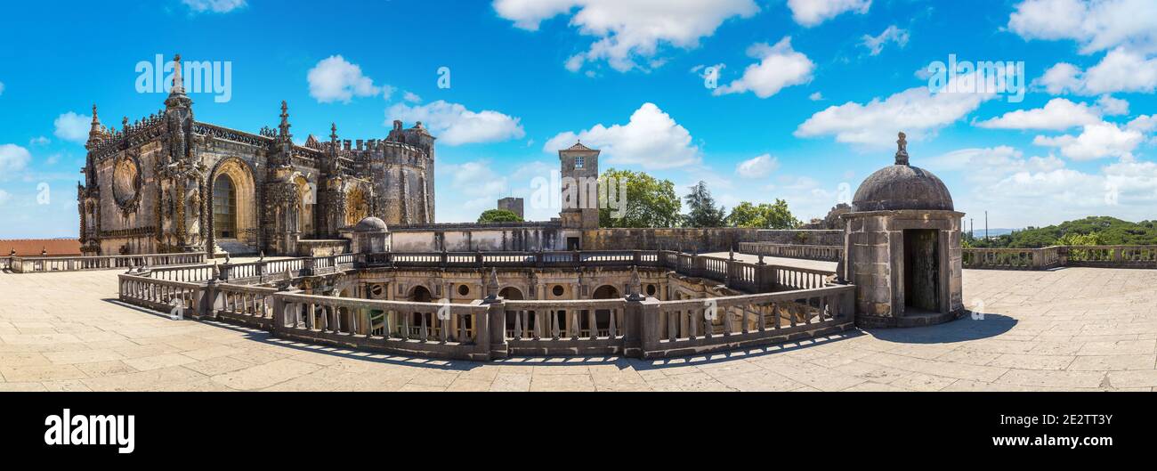 Central square of the inside medieval Templar castle in Tomar in a ...