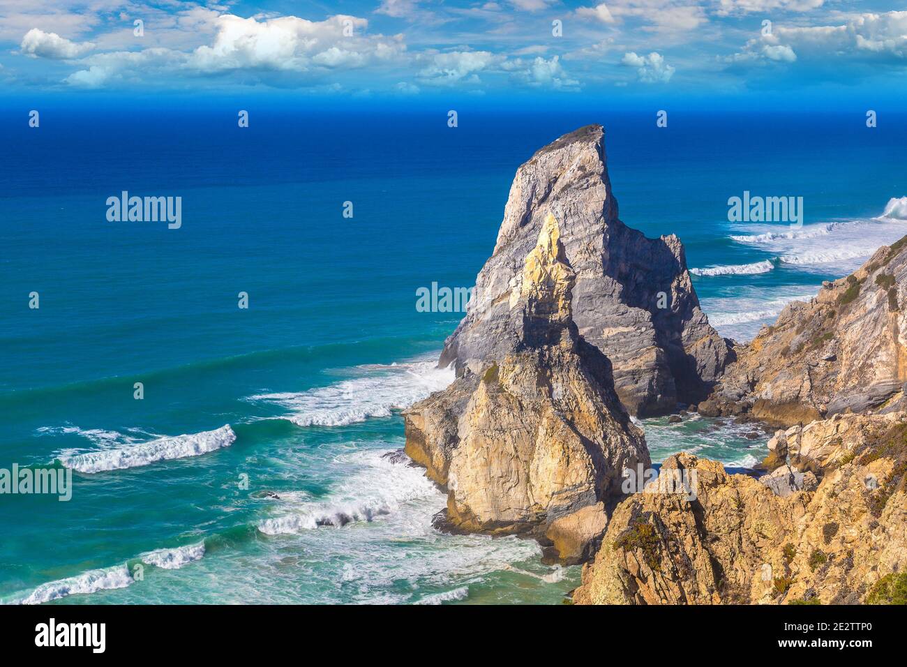 Cabo da Roca. Cliffs and rocks on the Atlantic ocean coast in Sintra in ...